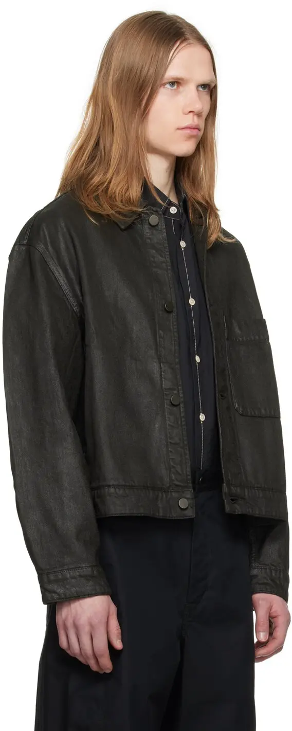 Lemaire Black Boxy Denim Jacket In Br441 Khaki Brown - 45% Off